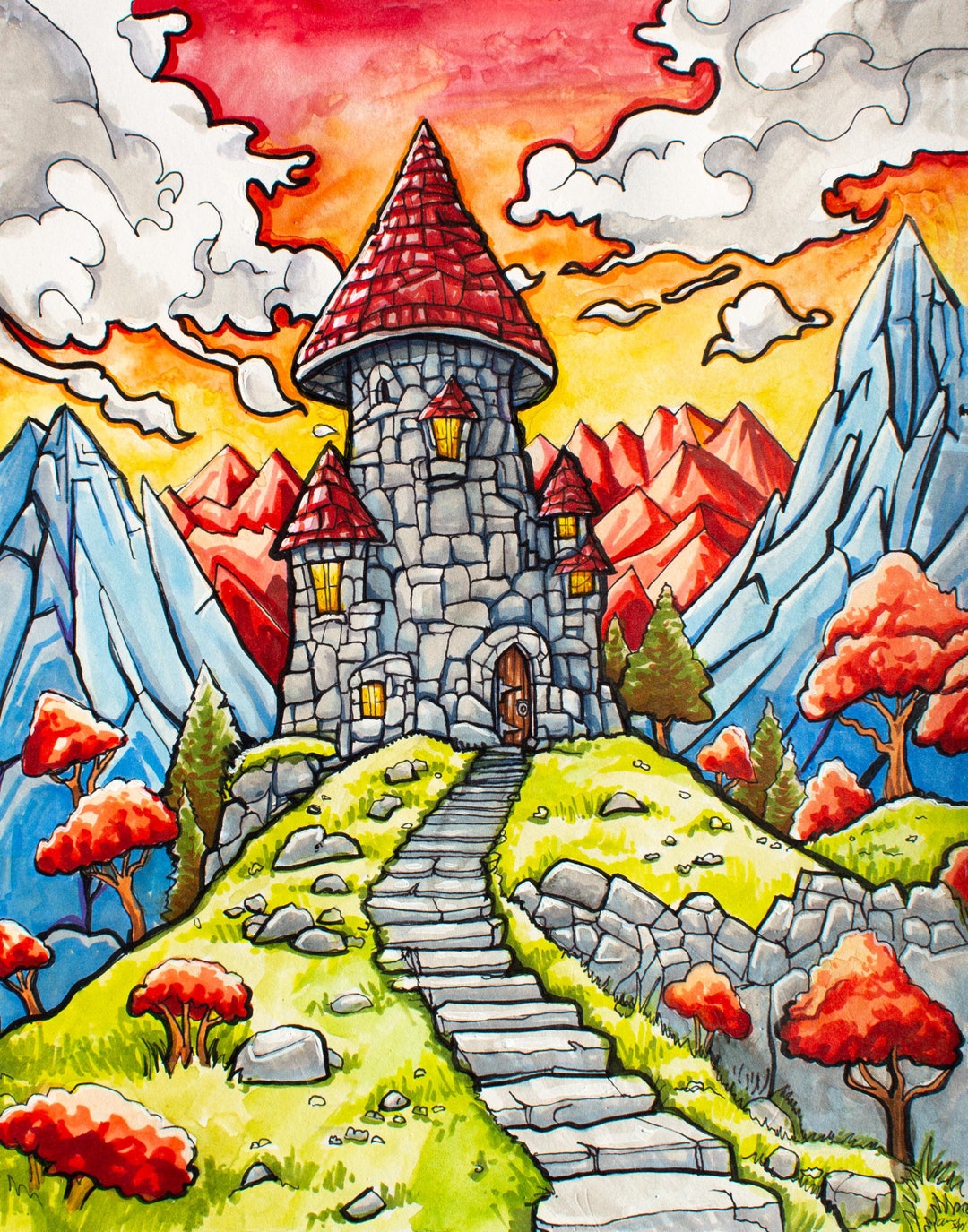 Whimsical Wizard Tower - Original Drawing - Etsy