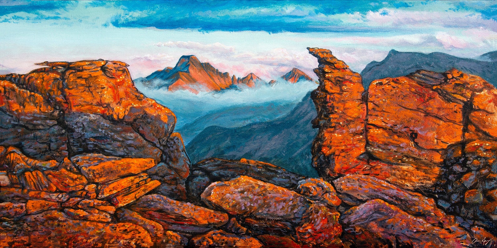 Longs Peak and Rock Cut Sunset - Original Painting on Canvas - Etsy