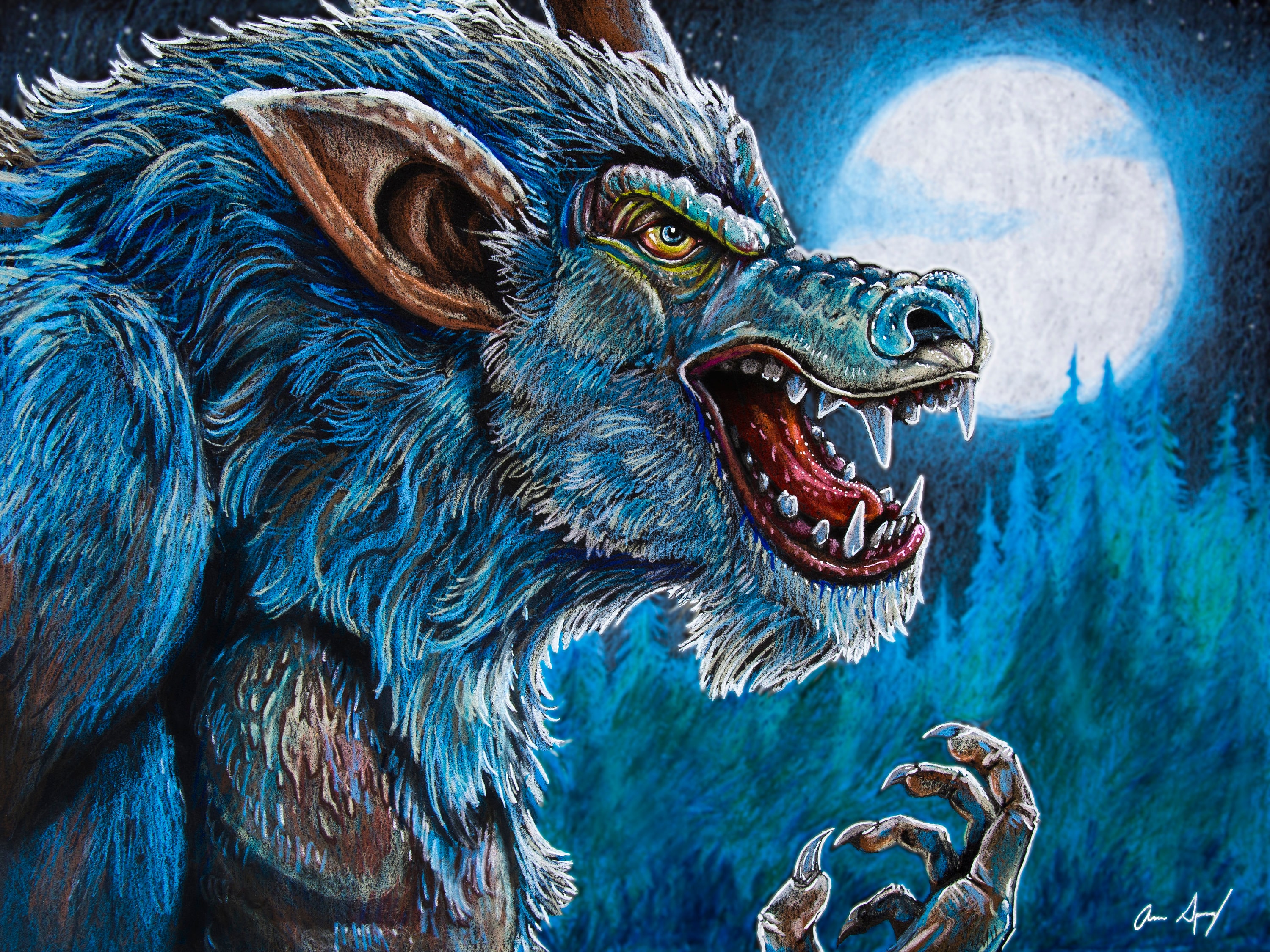 Werewolf - Original Colored Pencil Drawing by Aaron Spong - Etsy