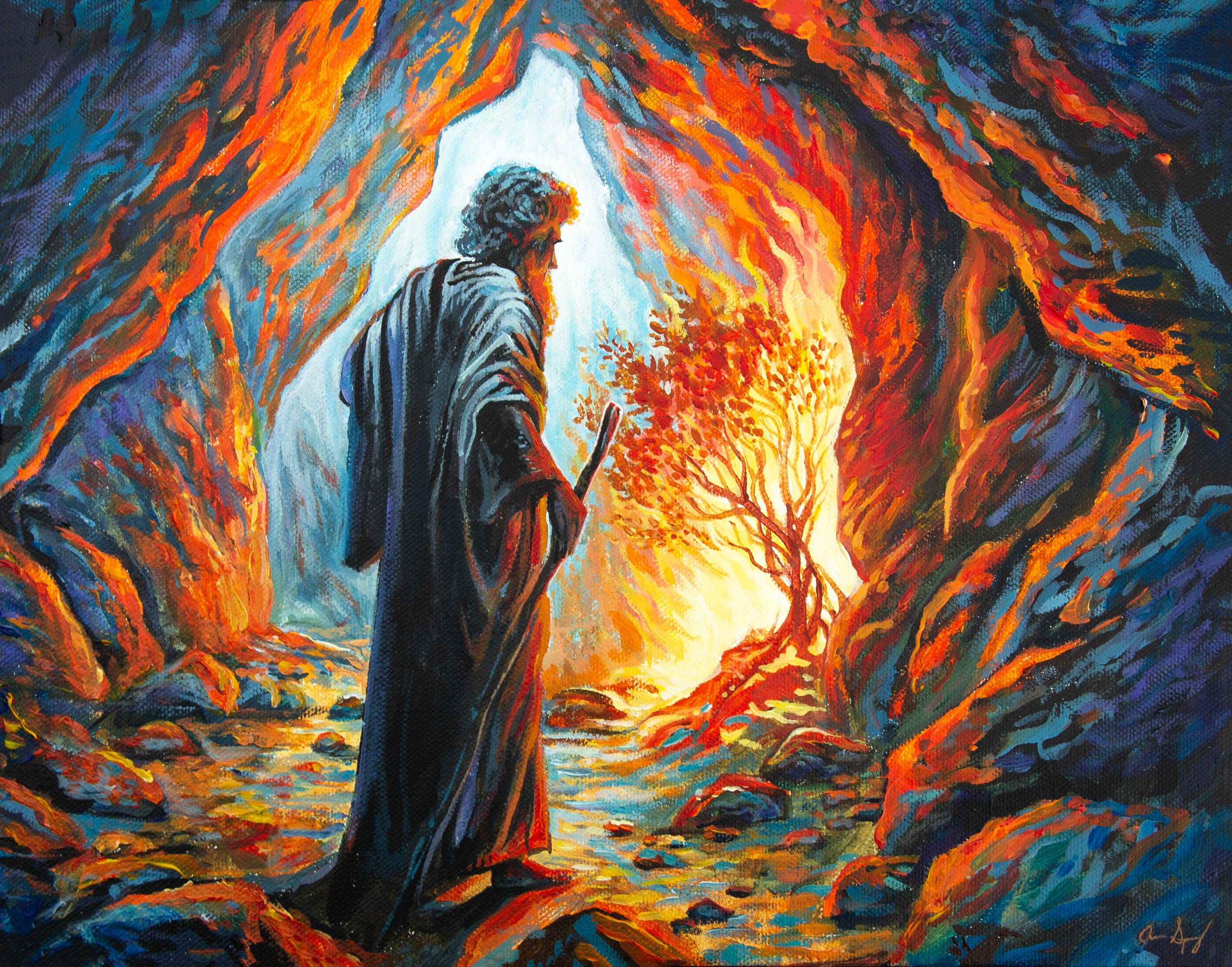 Oringal Painting - Moses and the Burning Bush - Etsy