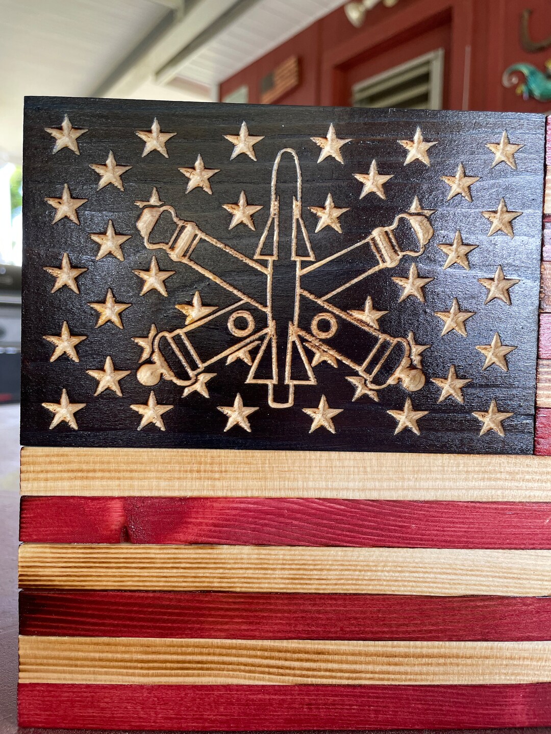 Army Air Defense Artillery, Wood Flag, Wall Decor, Made in USA ...