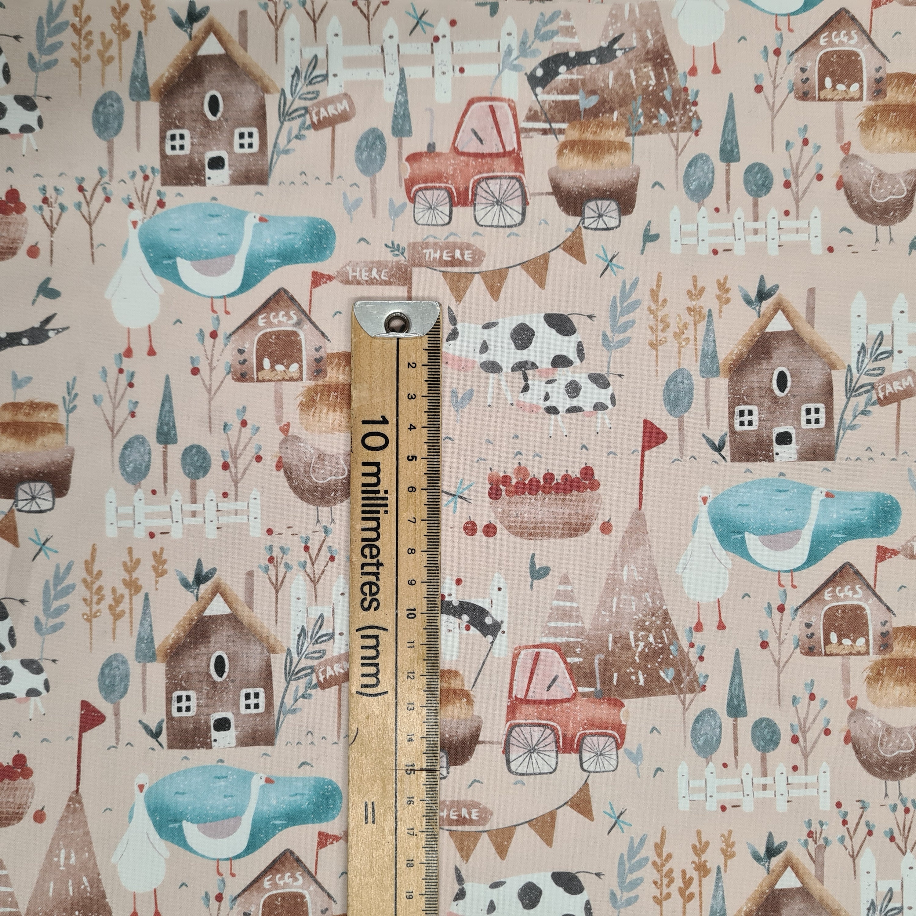 Farm Animals Countryside Cotton Poplin Fabric, Digital Print Cotton ...