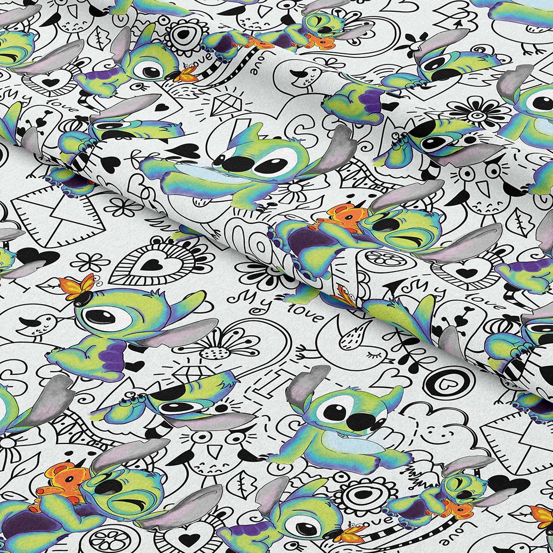 Doodle Alien Waterproof Canvas Fabric, Raincoat Fabric, Craft Fabric UK ...