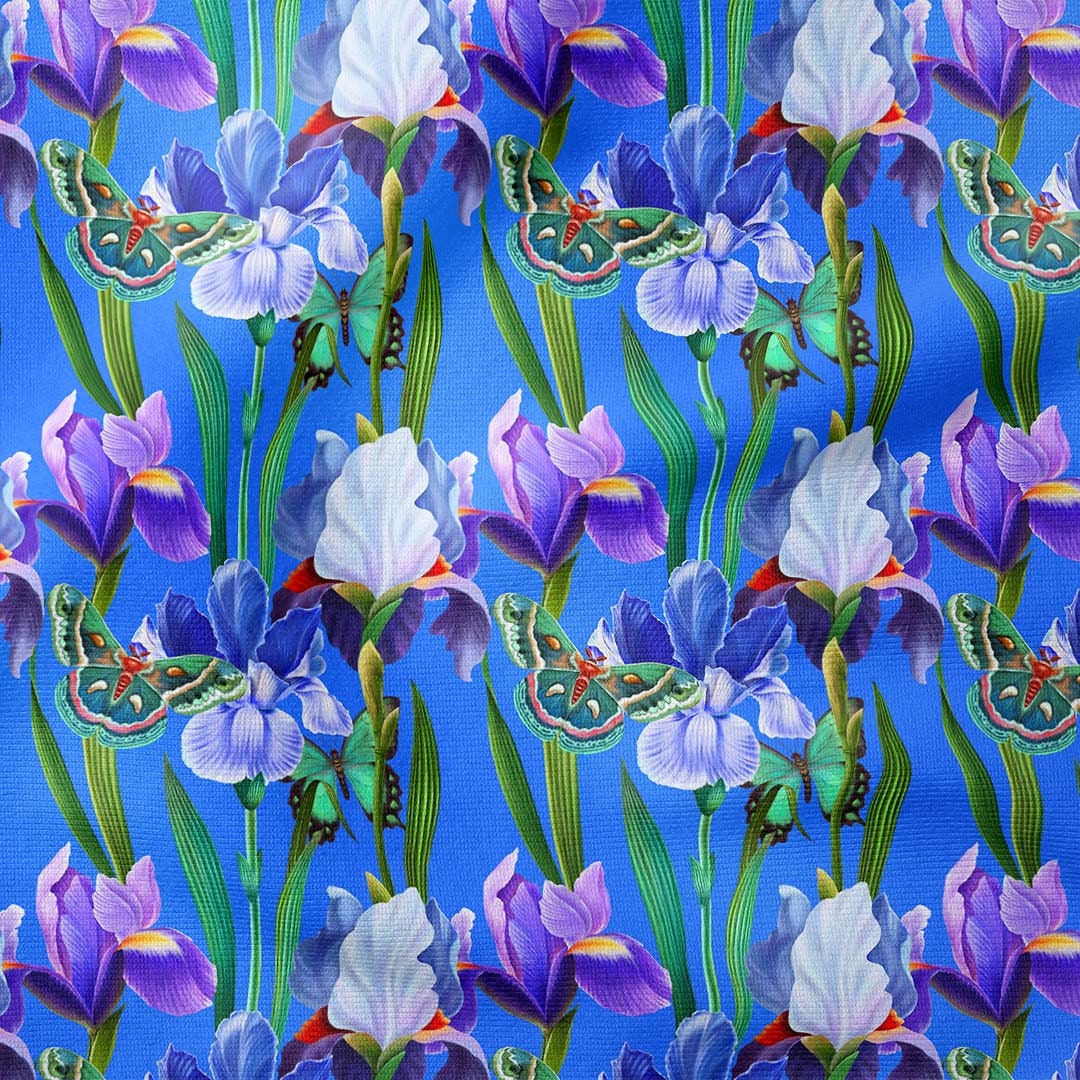 Tropical Iris Blue Floral Velvet Fabrics, Cushion Fabrics, Digital Print Upholstery Velvet ...