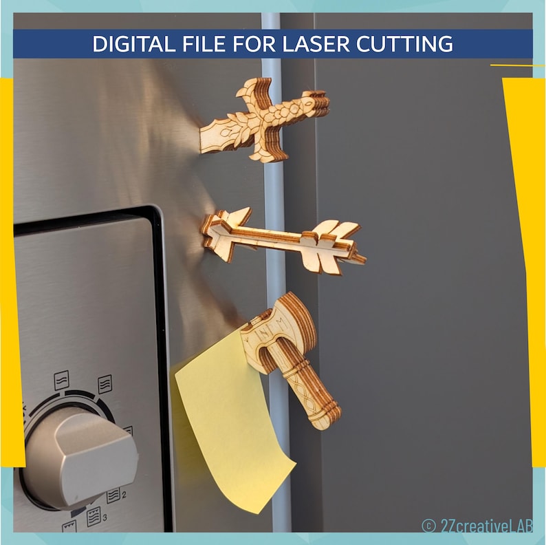 Fantasy Weapon Fridge Magnets SVG | Laser Cut Scrap Wood Project | 3mm ...