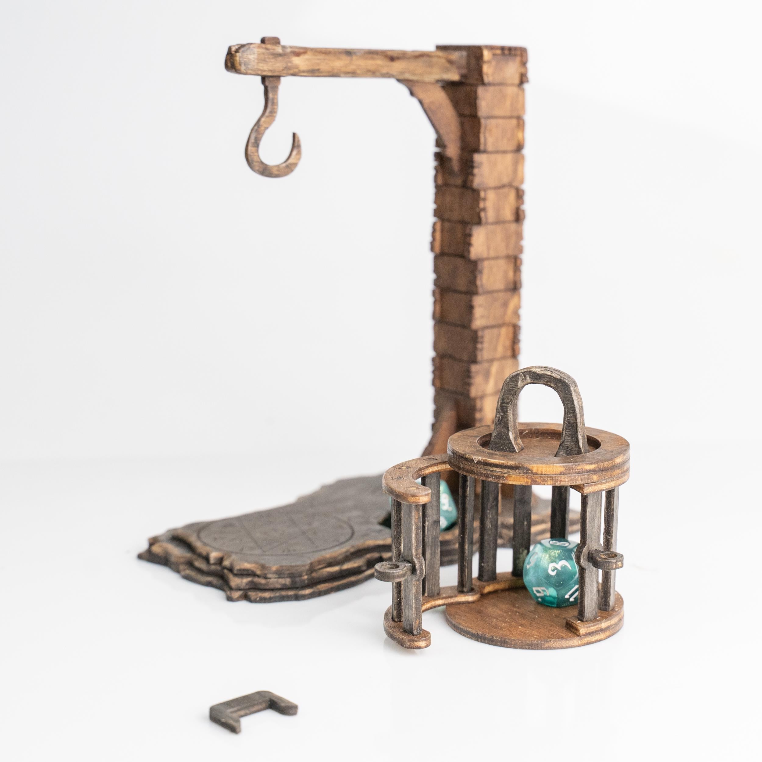 Dice Jail SVG Laser Cut File, Gallows Holder for DND With Removable ...