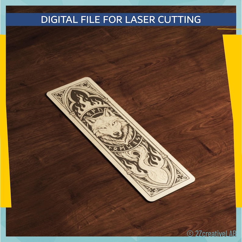 Wolf Bookmark SVG | Gothic Rune Fantasy Laser Cut File for Wood - Etsy