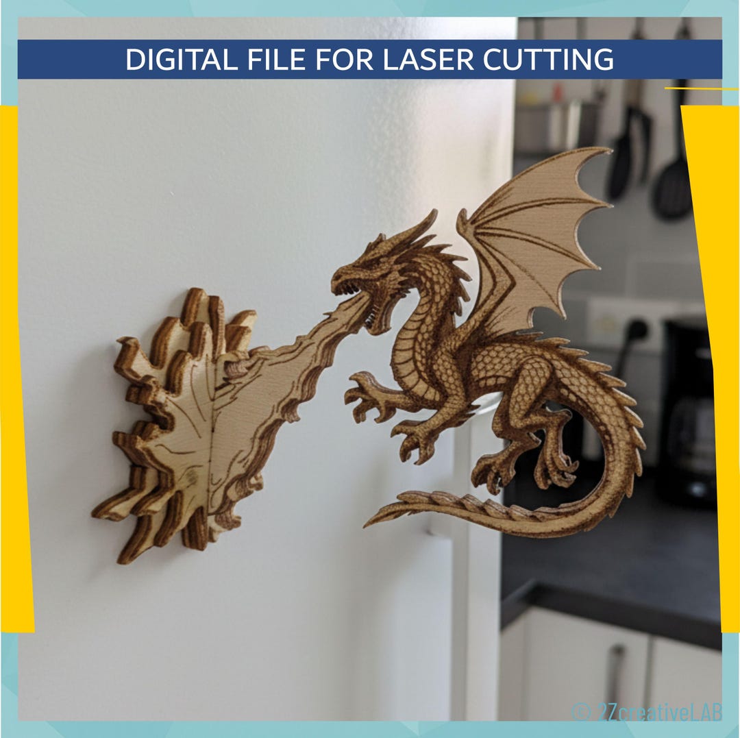 Dragon Fridge Magnet SVG | Laser Cut Scrap Wood Project | 3mm Plywood ...