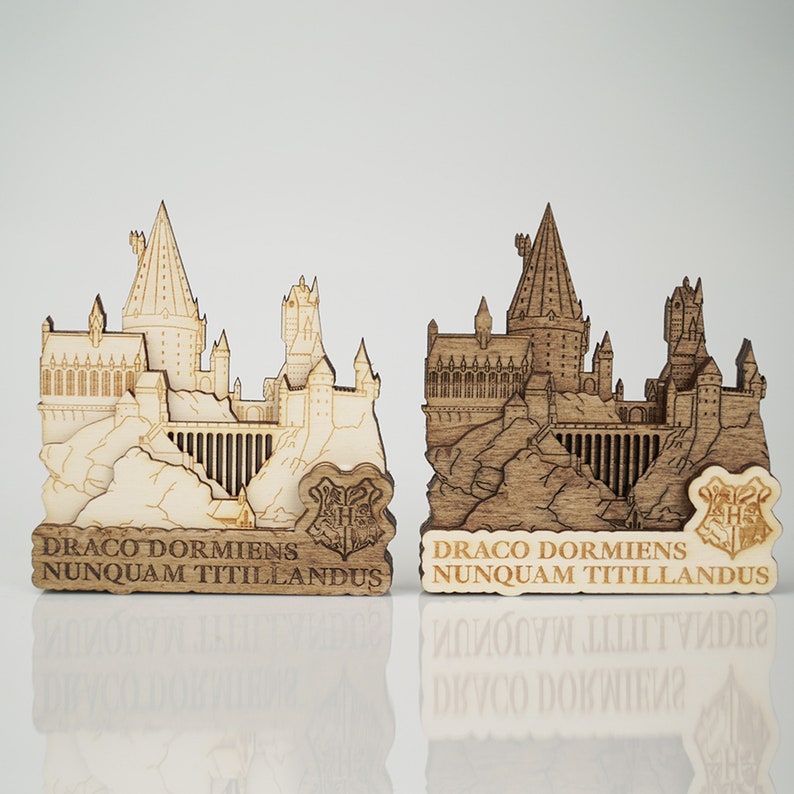 Multilayer Laser Cut File of a View of Hogwarts Castle With the Motto ...