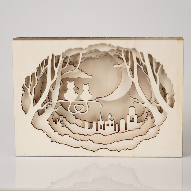 Multilayer Laser Cut File of a Romantic Scene Featuring a Couple of ...