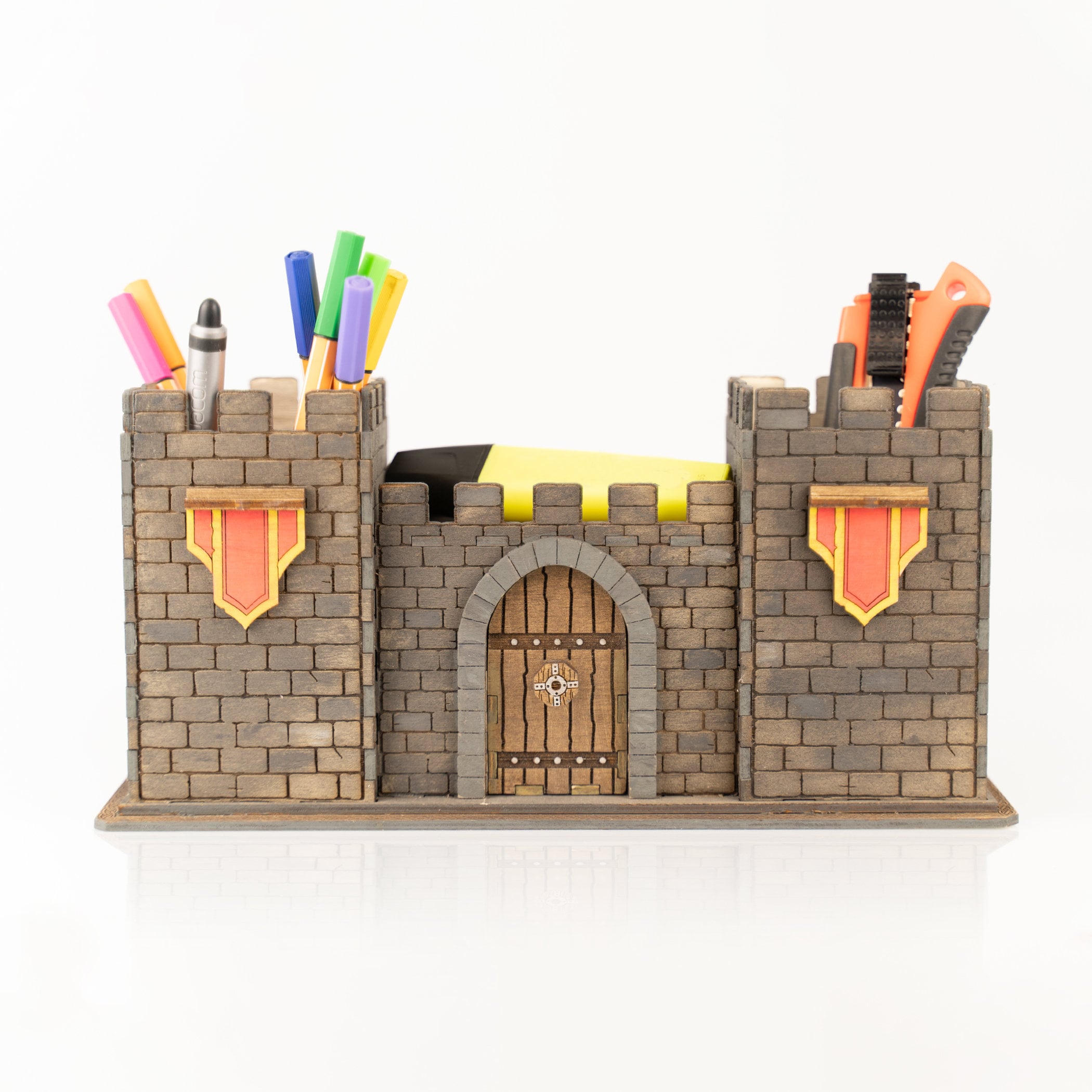 Laser Cut File Medieval Castle Desk Organizer Model | Storage Rack Pen ...