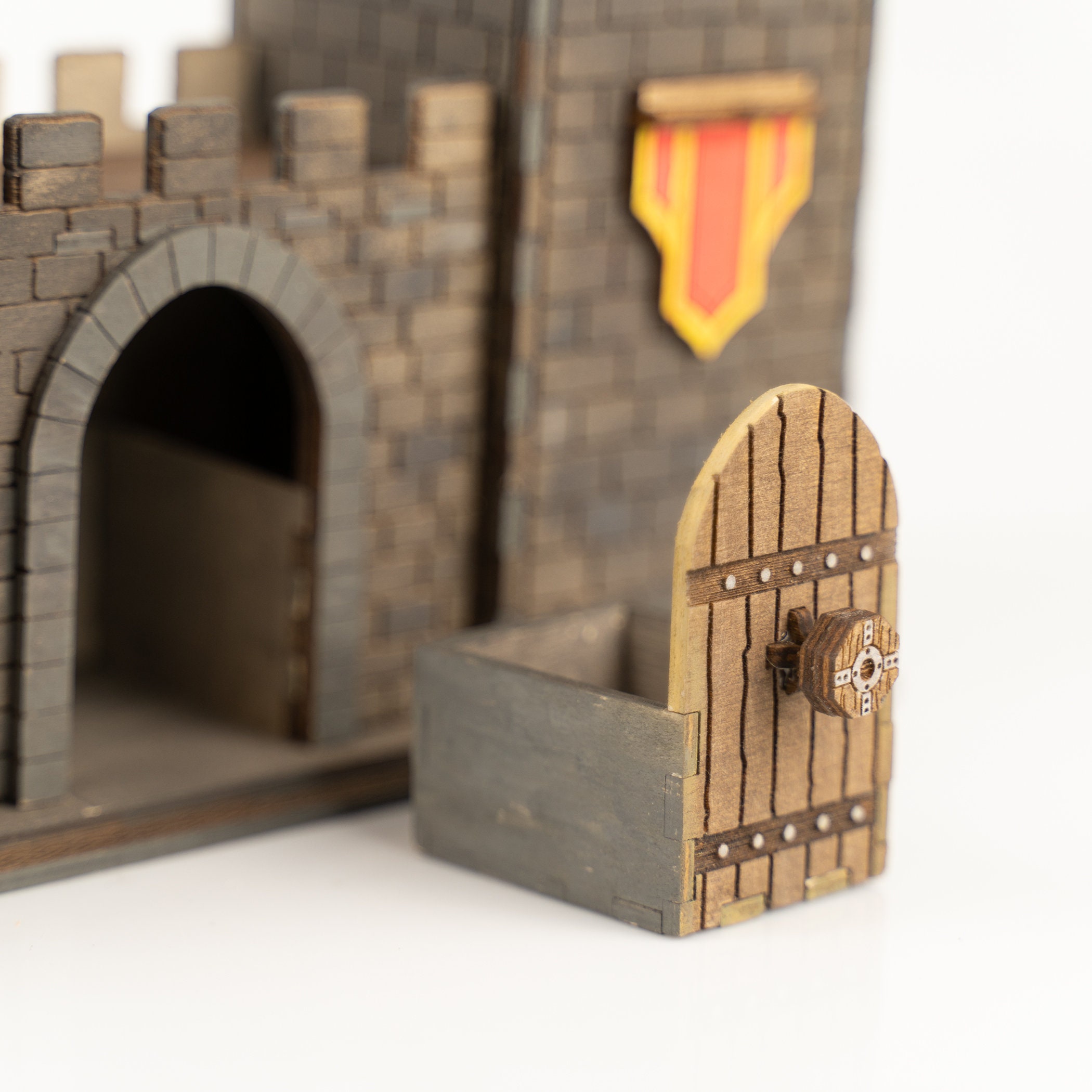 Laser Cut File Medieval Castle Desk Organizer Model | Storage Rack Pen ...