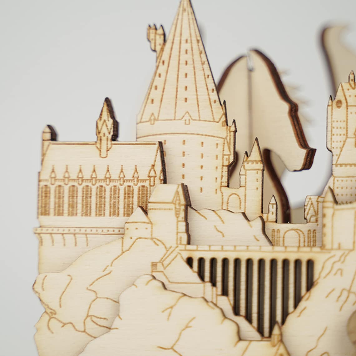 Multilayer Laser Cut File of a View of Hogwarts Castle With the Motto ...