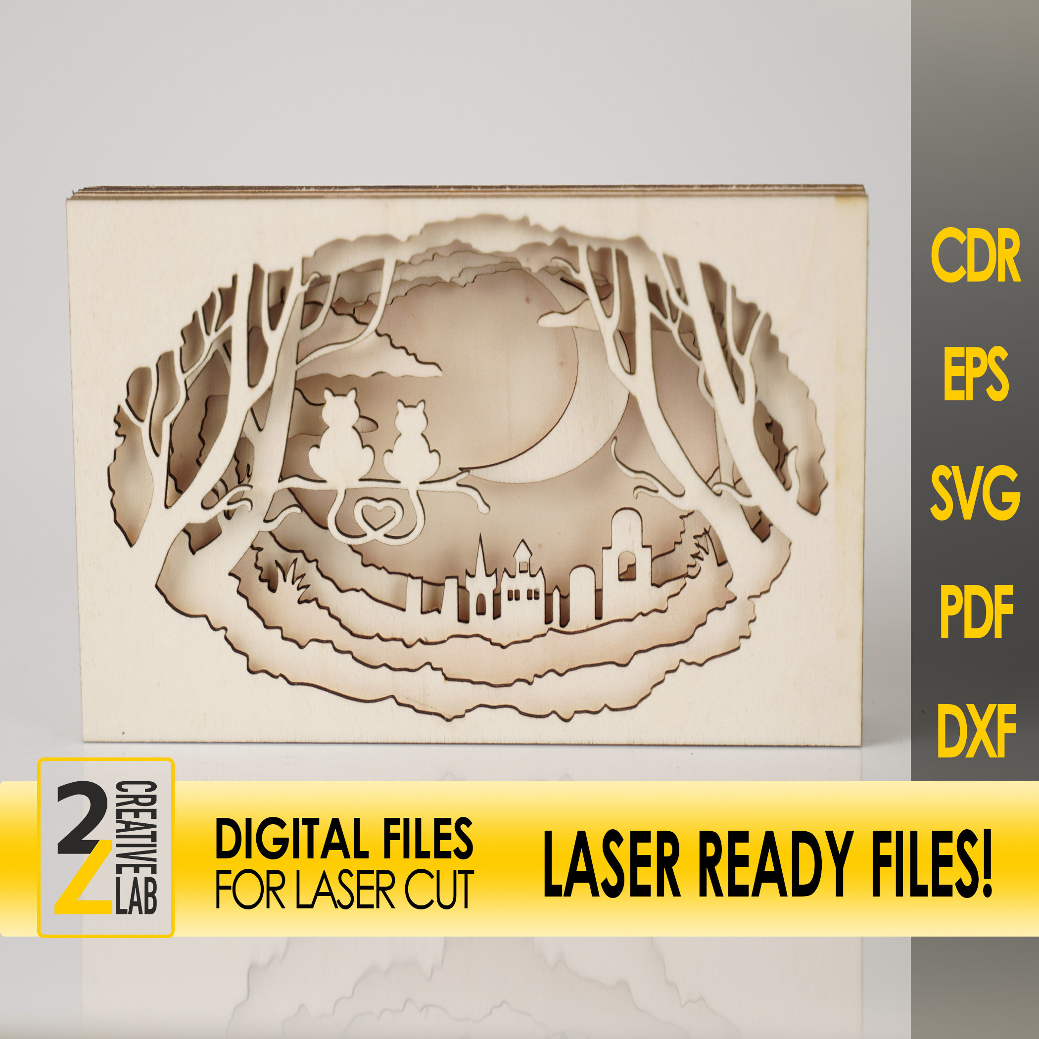 Multilayer Laser Cut File of a Romantic Scene Featuring a Couple of ...