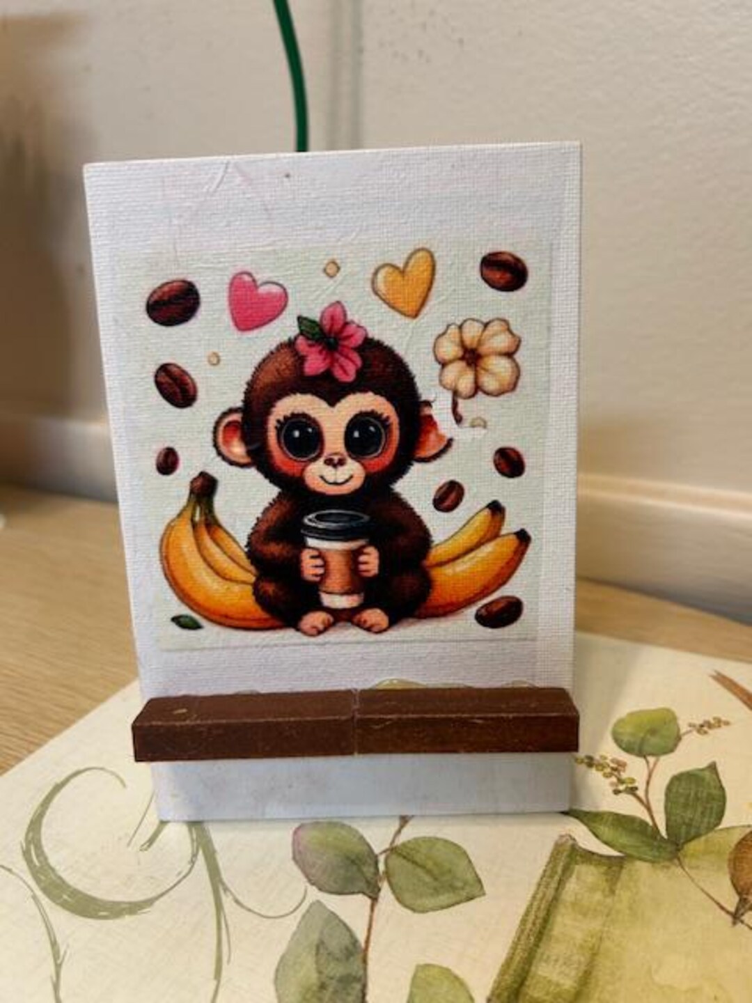 Cute Monkey and Coffee Themed Wooden Phone Holder for Smart Phones - Etsy