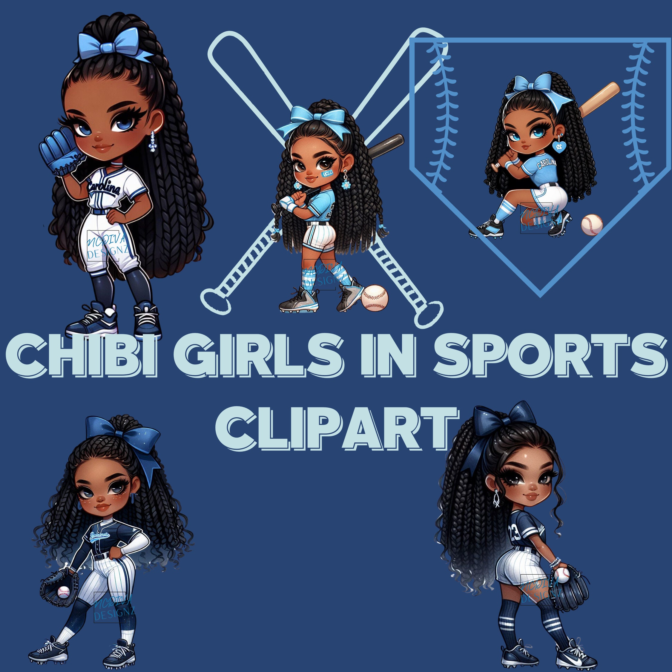 Chibi Girls Sports Clipart Chibi Sports Girls Digital Art Playful Chibi ...