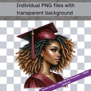 Ruby Red Grad Queen Clipart: African American Graduate PNG (digital ...
