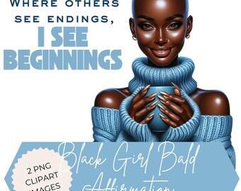 Black Girl Affirmation Clipart: Empowering Prayer PNG (digital Download ...