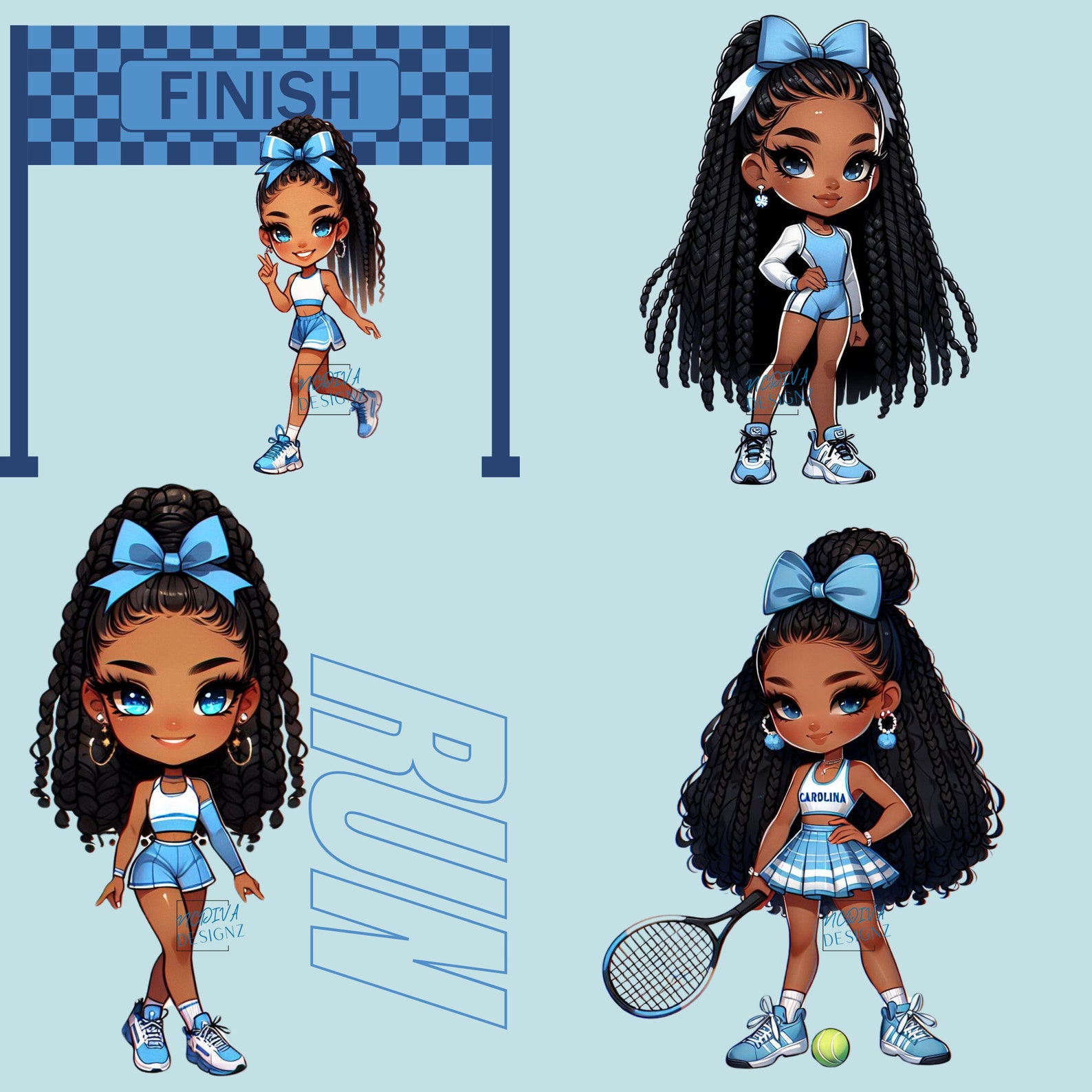 Chibi Girls Sports Clipart Chibi Sports Girls Digital Art Playful Chibi ...