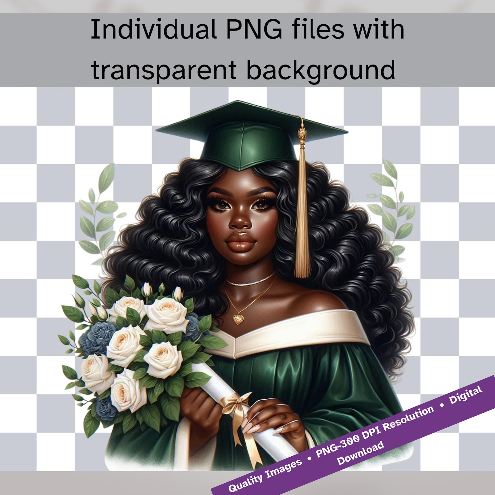 Graduation Girl Clipart, Black Woman Graduation PNG, Graduation Cap PNG ...