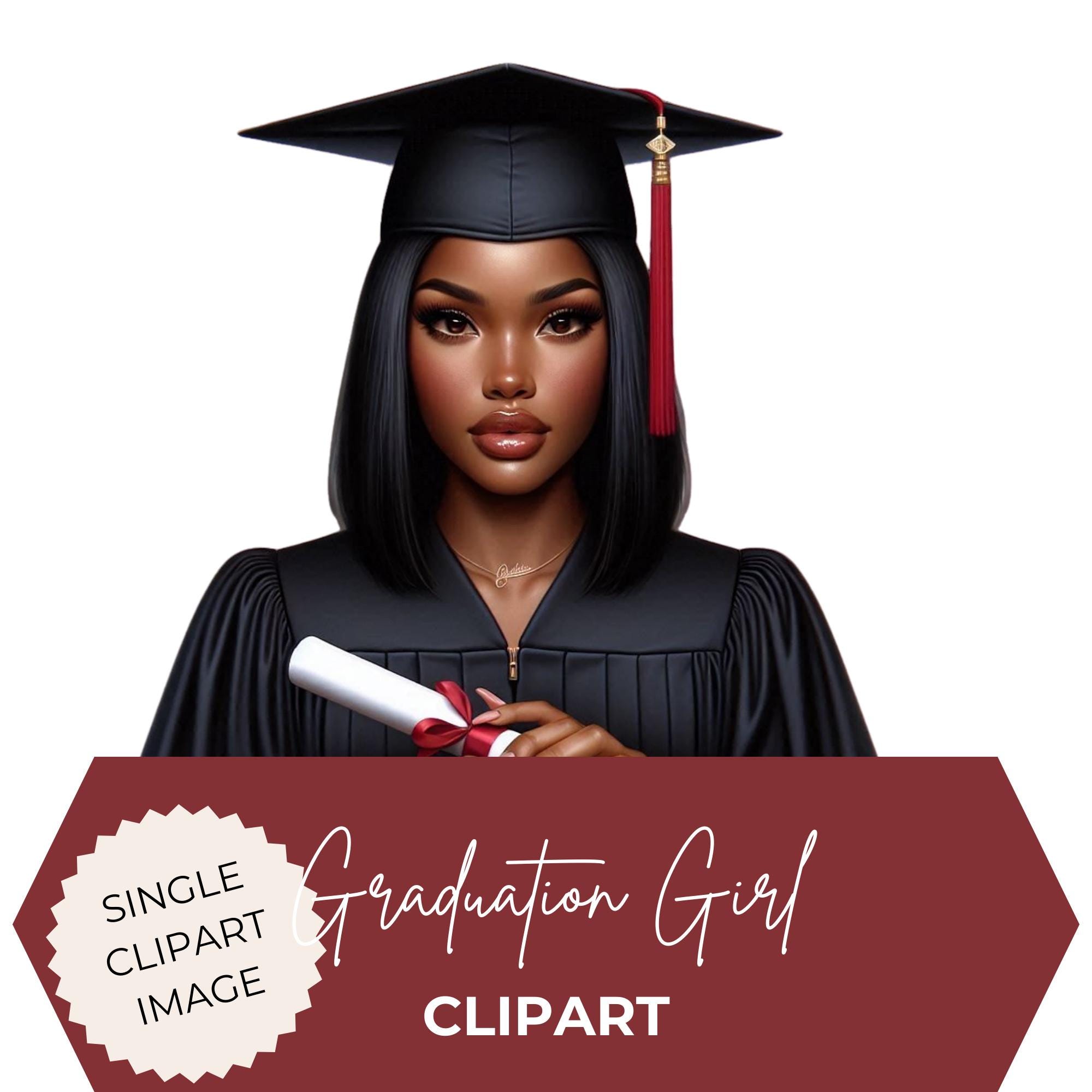 Black Girl Graduate, Graduation Clipart, African American, Black Girl ...