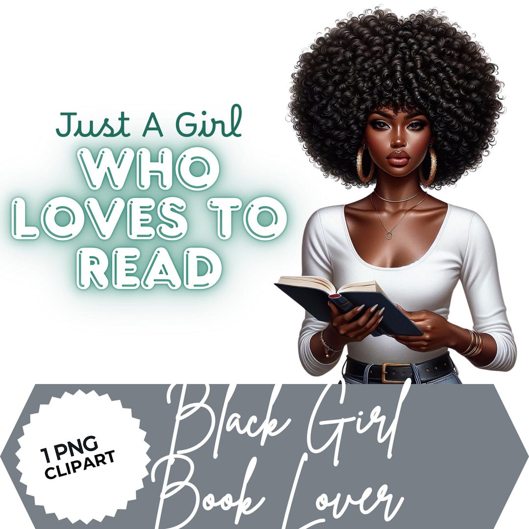 Black Girl Reading Clipart: Book Lover PNG Bundle (commercial Use) - Etsy