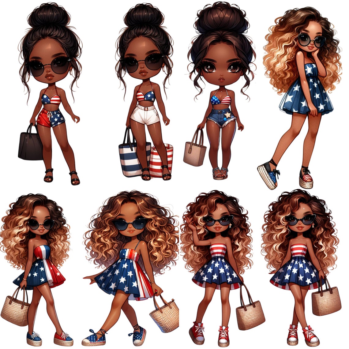 Chibi Girls Summertime Clipart Sunny Chibi Girls Clipart Chibi Beach ...