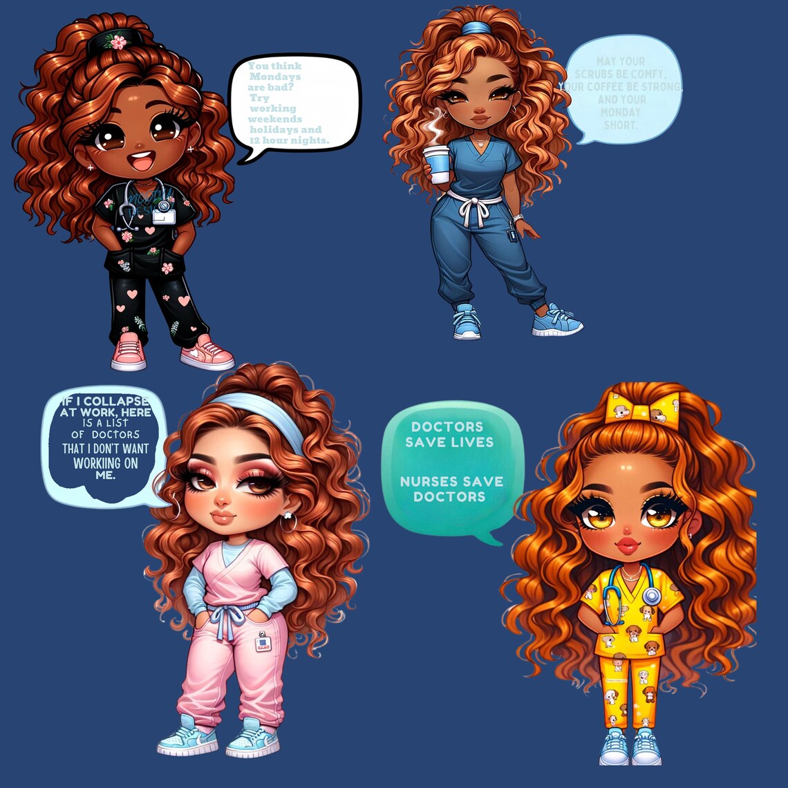 Chibi Nurse Clipart Chibi Nurse Digital Art Chibi Medical Professional ...