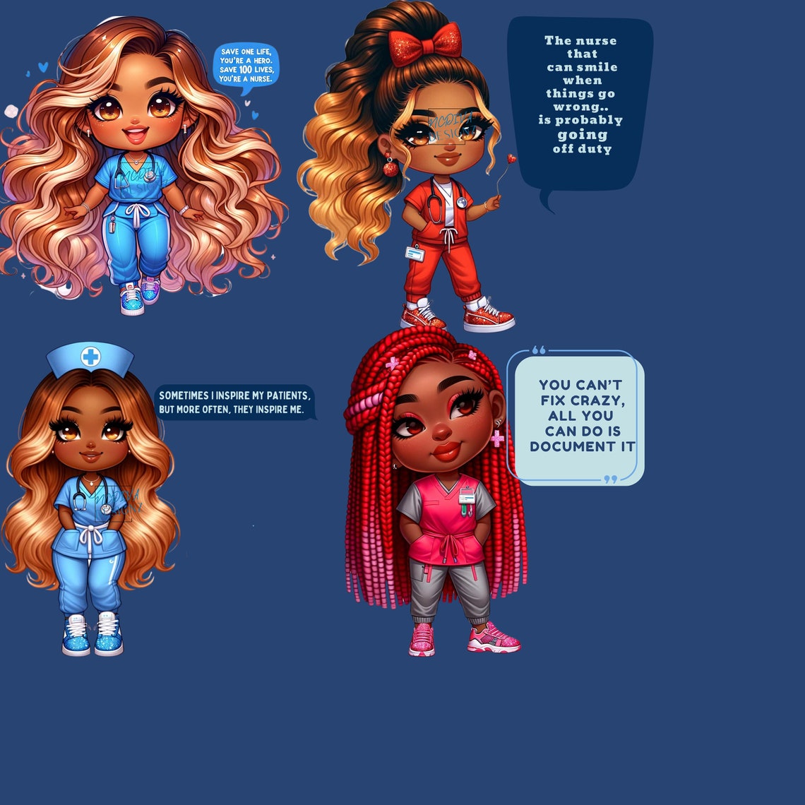 Chibi Nurse Clipart Chibi Nurse Digital Art Chibi Medical Professional ...