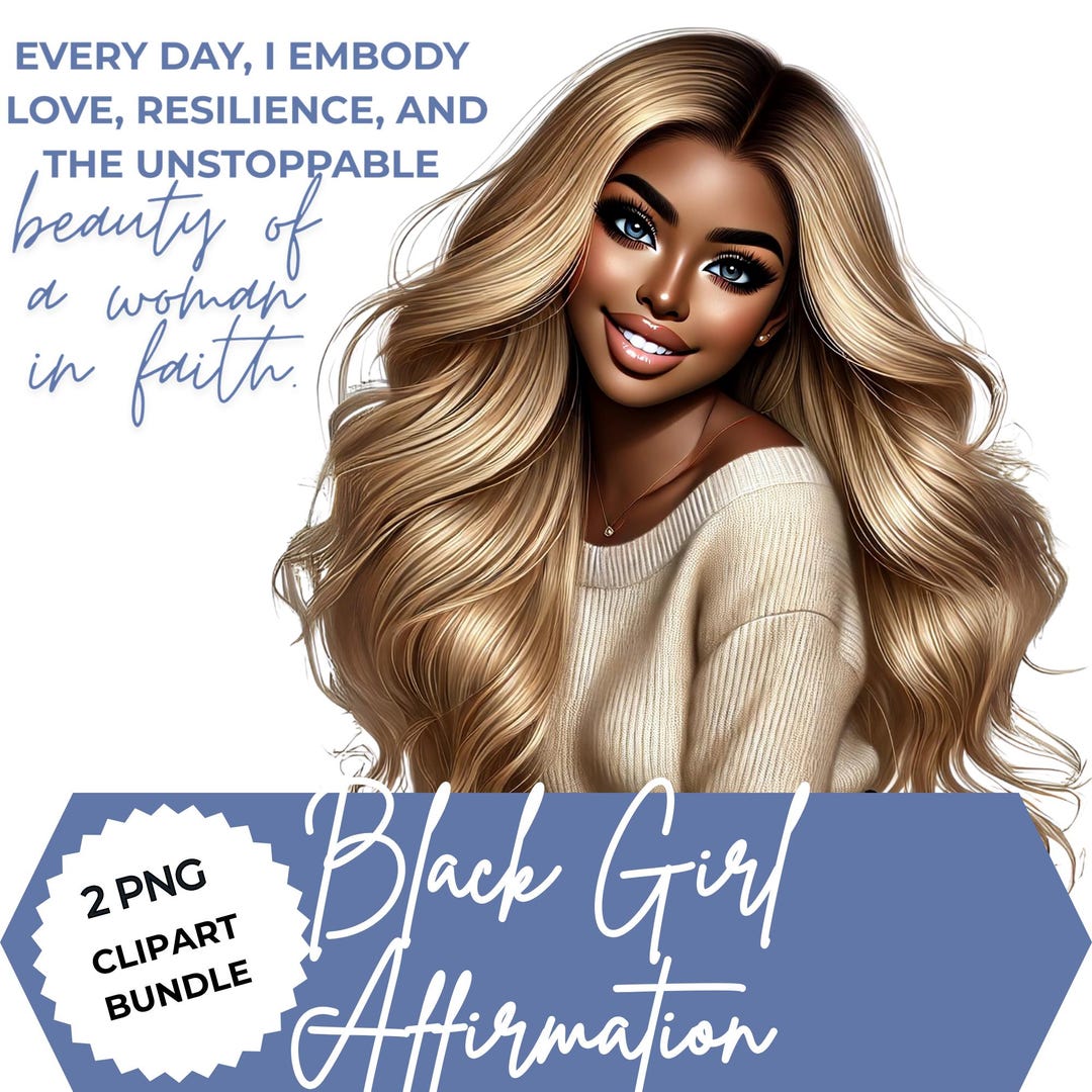 Black Girl Affirmation Clipart: Motivational PNG, Empowerment Art ...