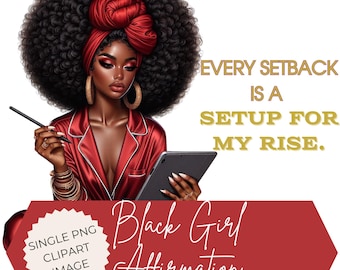 Black Girl Affirmation Clipart: Empowering Self-love PNG (digital ...