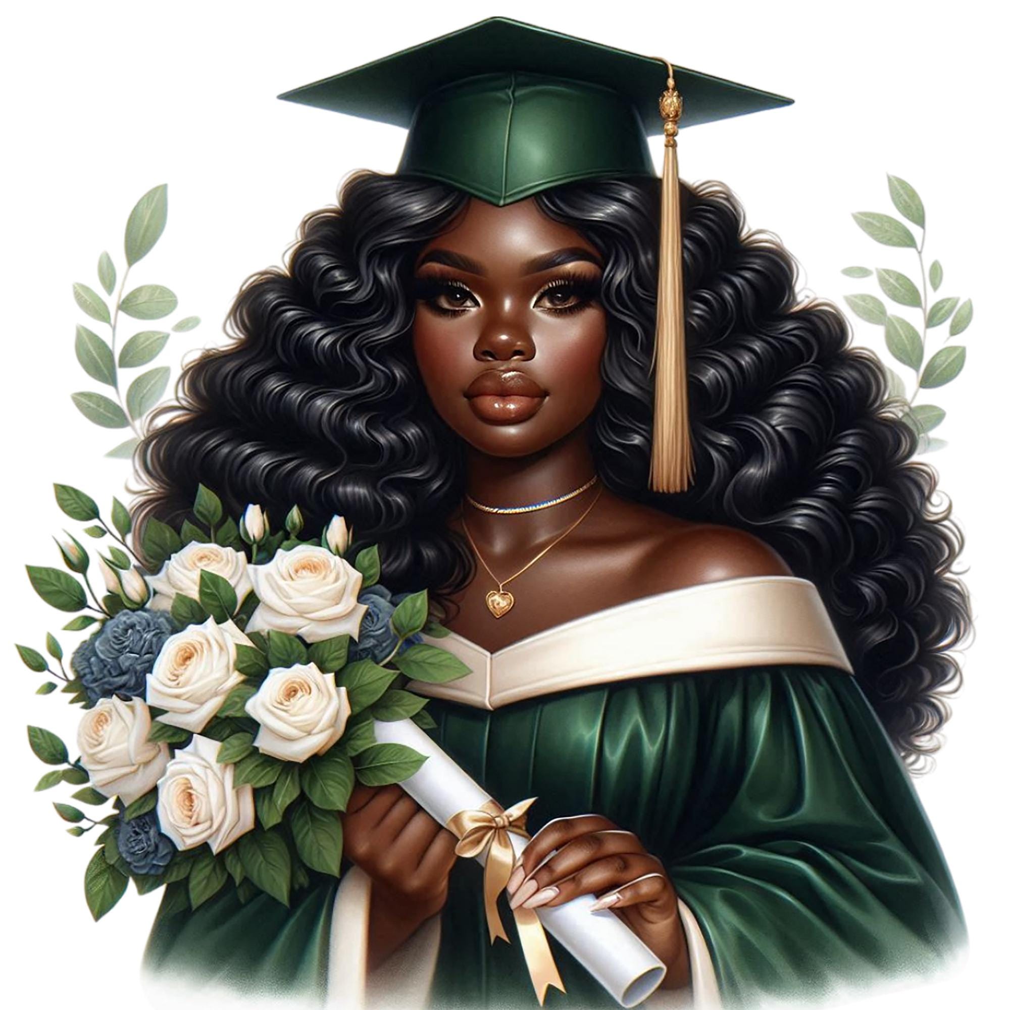 Graduation Girl Clipart, Black Woman Graduation PNG, Graduation Cap PNG ...