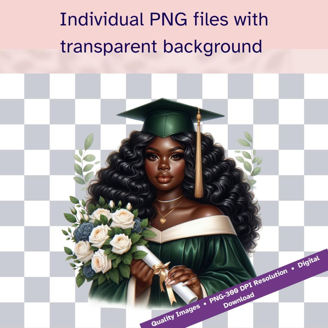 Graduation Girl Clipart, Black Woman Graduation PNG, Graduation Cap PNG ...