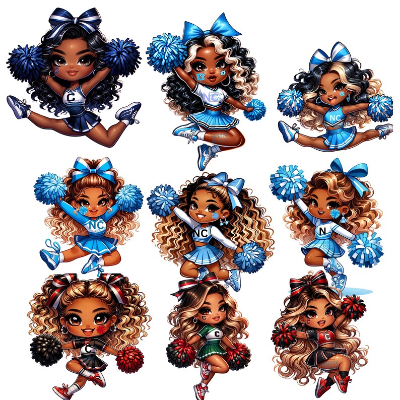 Cheerleaders Clipart / Cheer png / Cheerleader With Pompoms ...