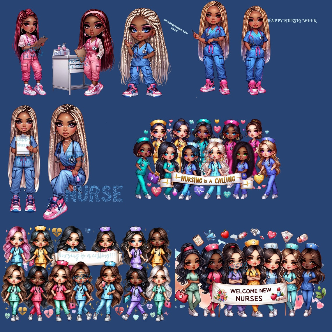 Chibi Nurse Clipart Chibi Nurse Digital Art Chibi Medical Professional ...