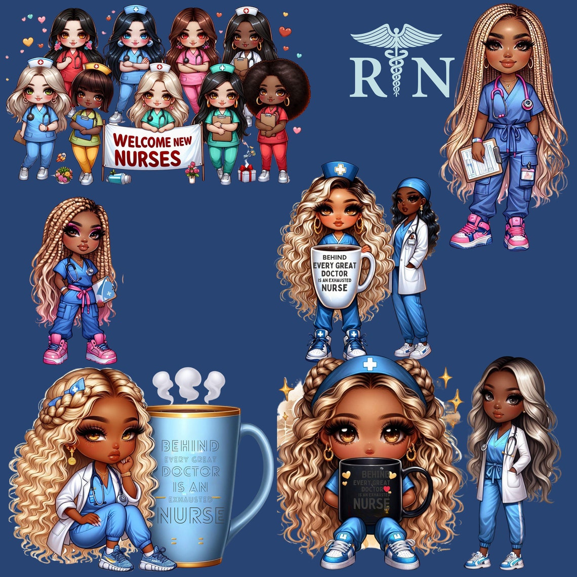 Chibi Nurse Clipart Chibi Nurse Digital Art Chibi Medical Professional ...