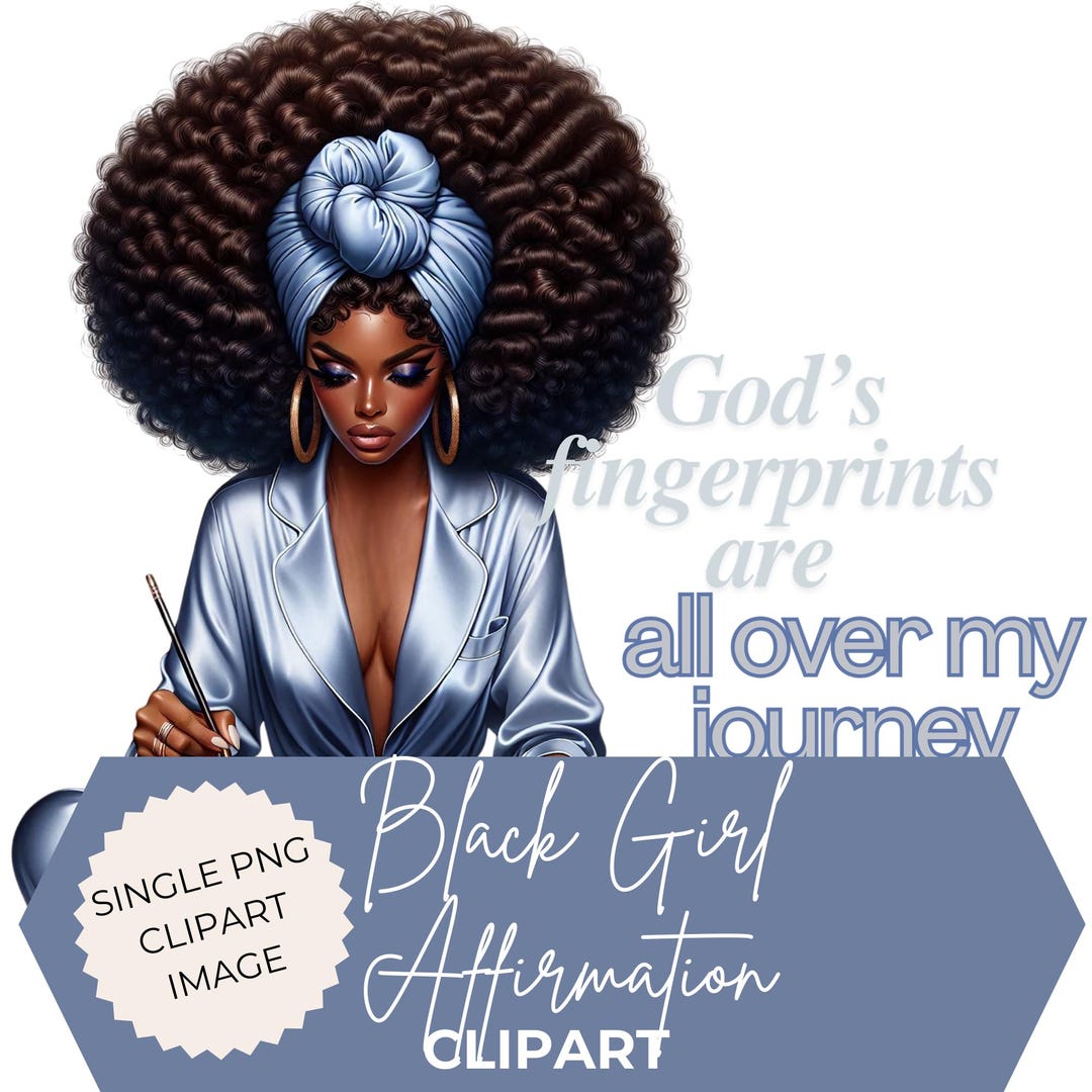 Black Girl Affirmation Clipart: Empowering Self-love PNG (digital ...