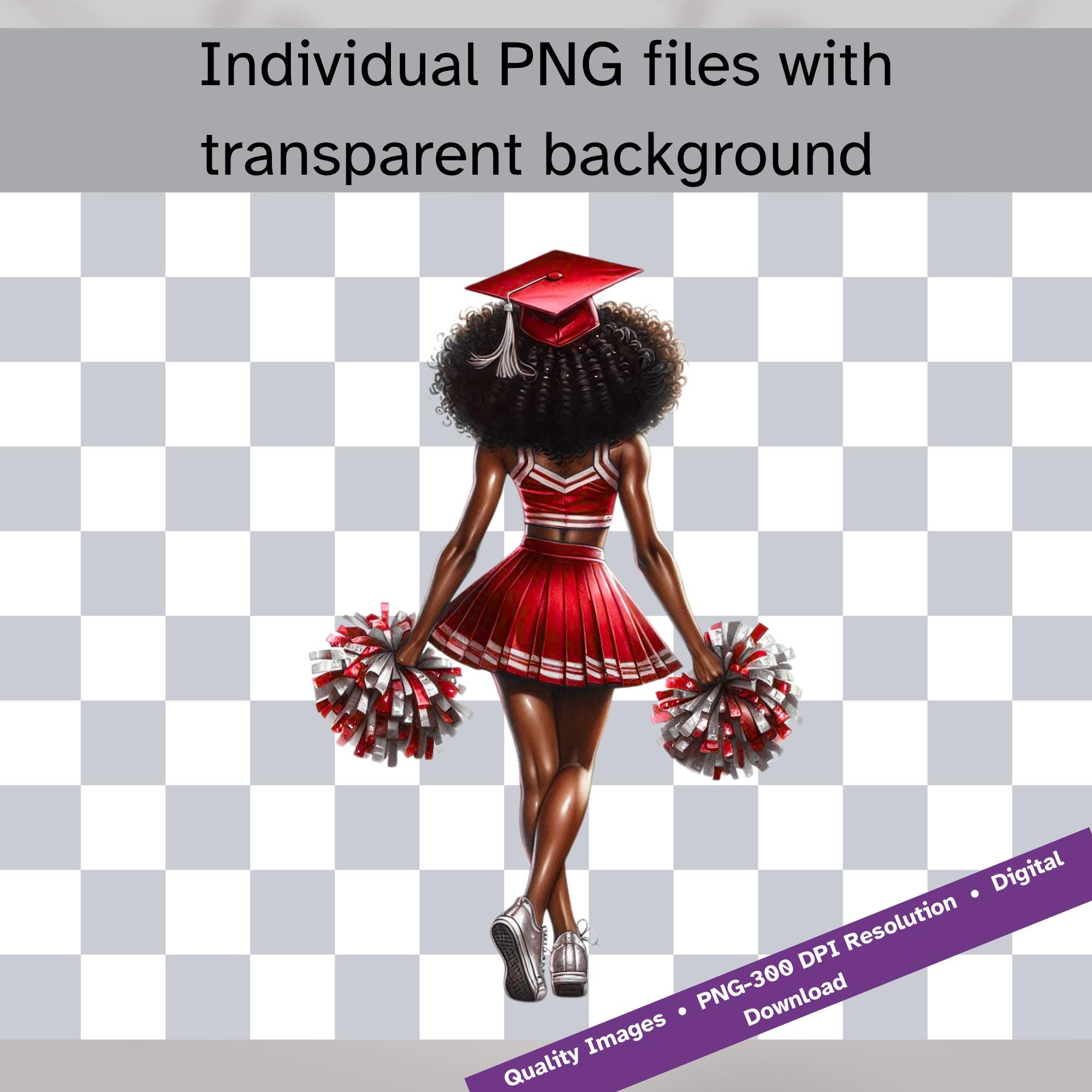 Black Girl Graduation Clipart: Cheerleader PNG (digital Download - Etsy