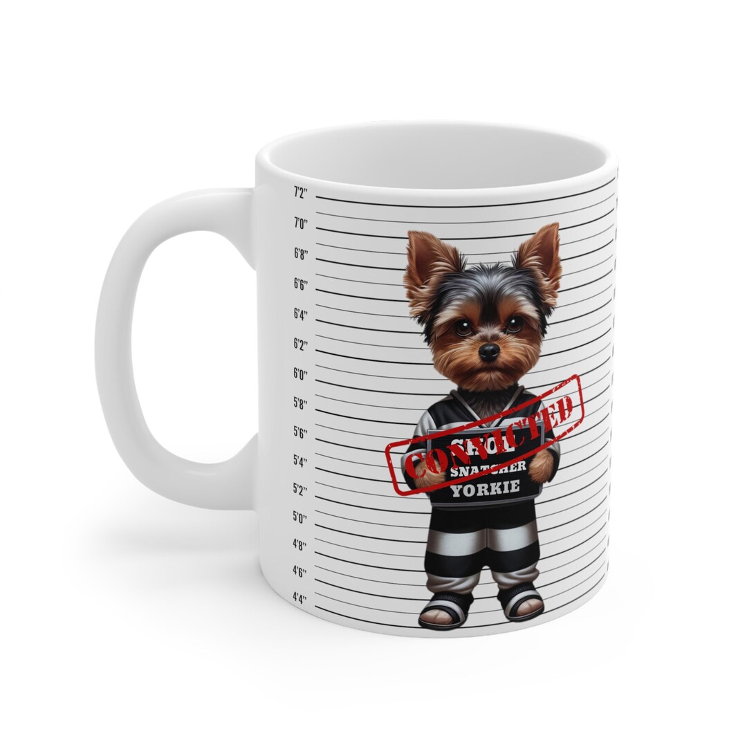 Yorkie Jailbird Mug Yorkie Jailbird Coffee Mug Mischievous Yorkie Mug ...