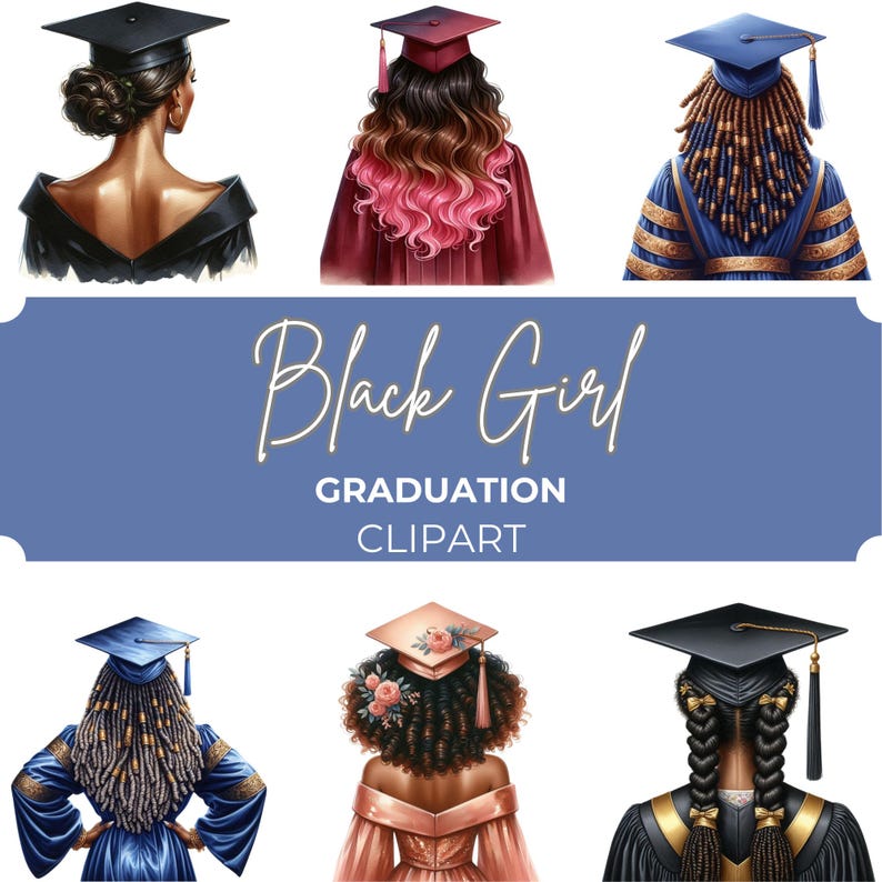 Black Girls Clipart, Black Girls Graduate Clipart, Graduation Clipart ...