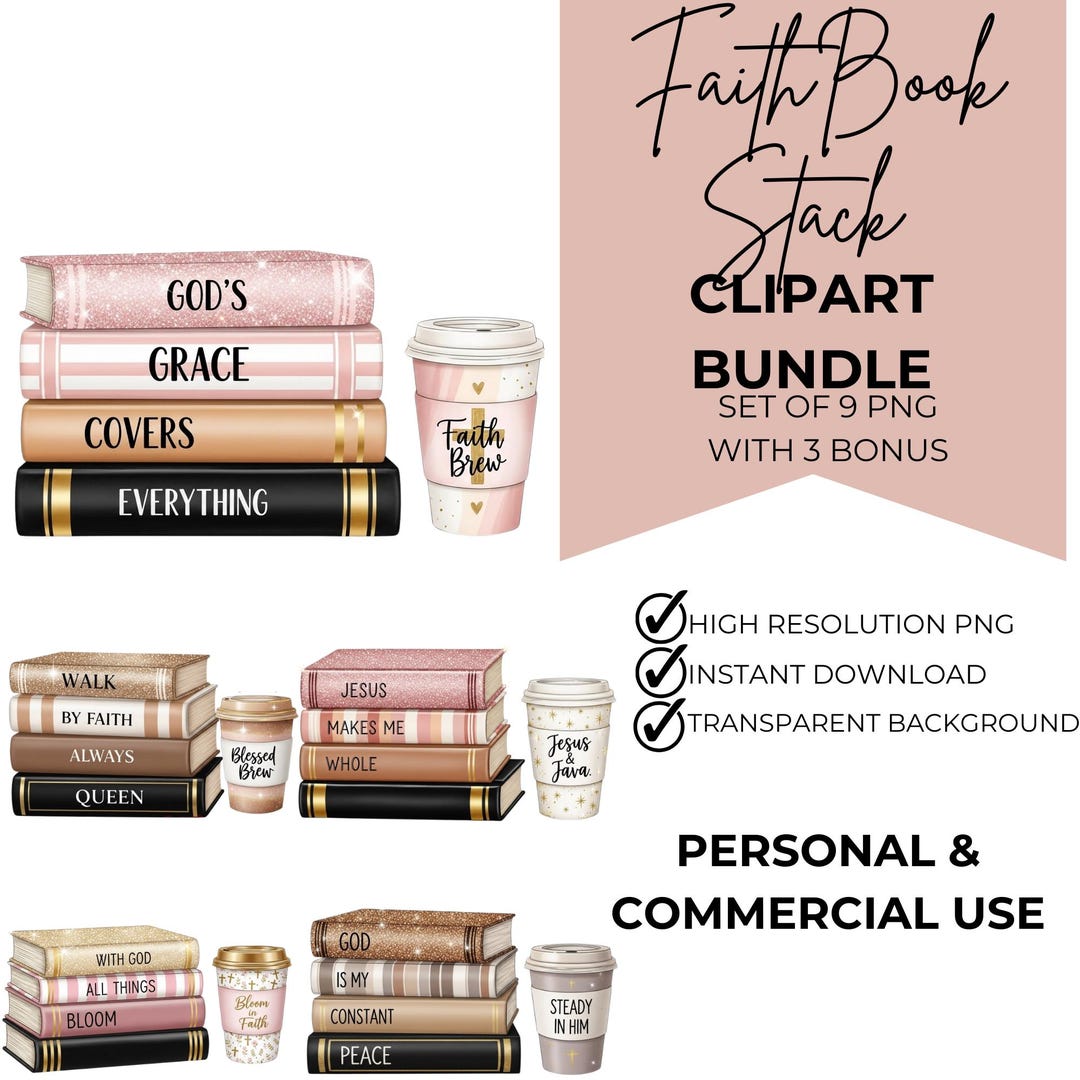 Faith Book Stack Clipart Bundle, Scripture PNG (digital Download) - Etsy
