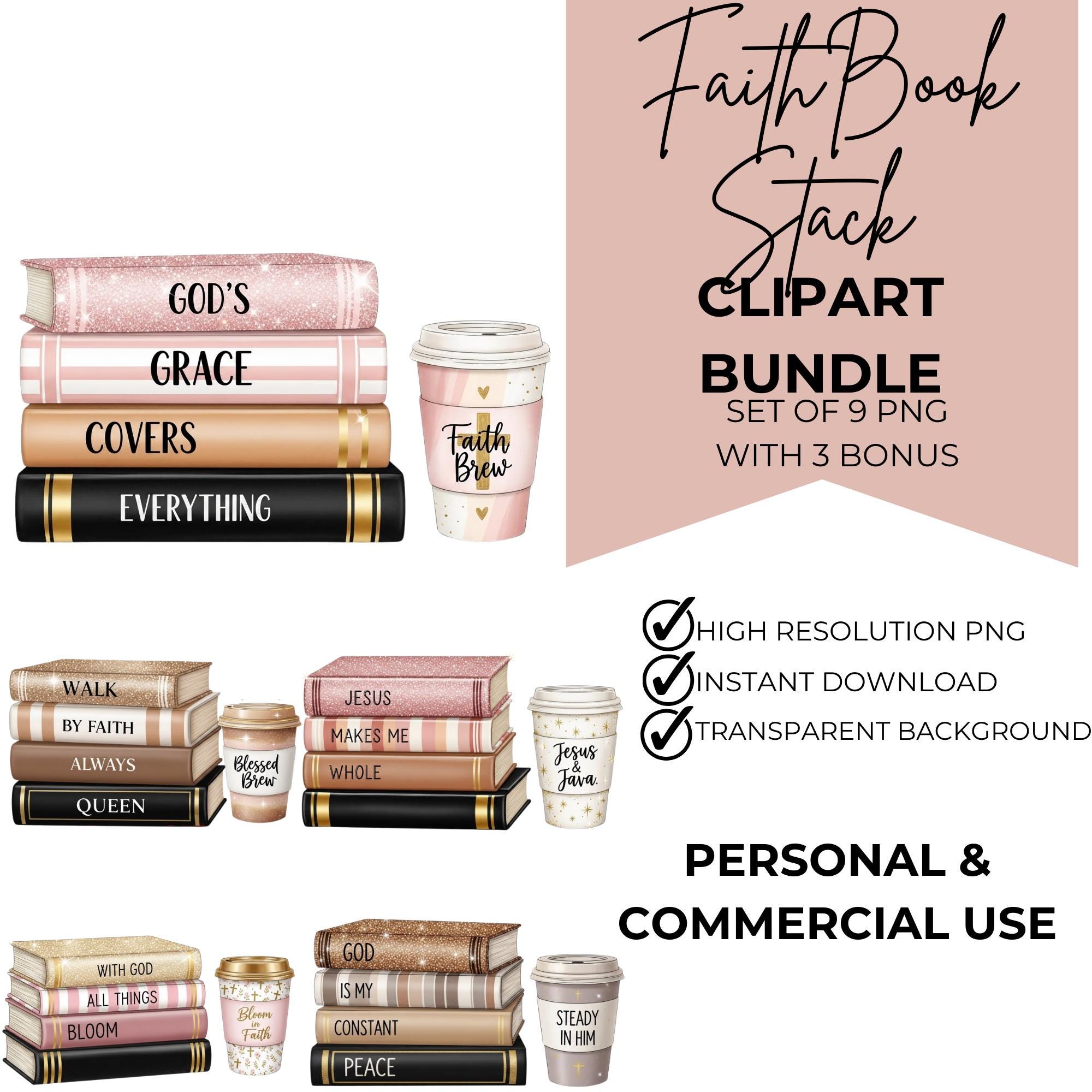 Faith Book Stack Clipart Bundle, Scripture PNG (digital Download) - Etsy