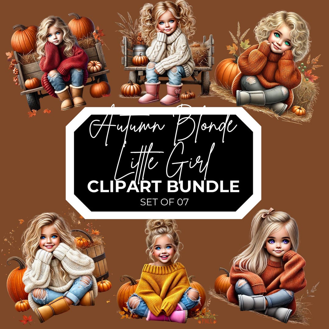 Blonde Little Girl Clipart: Adorable Kids Clipart PNG, Digital Art for ...