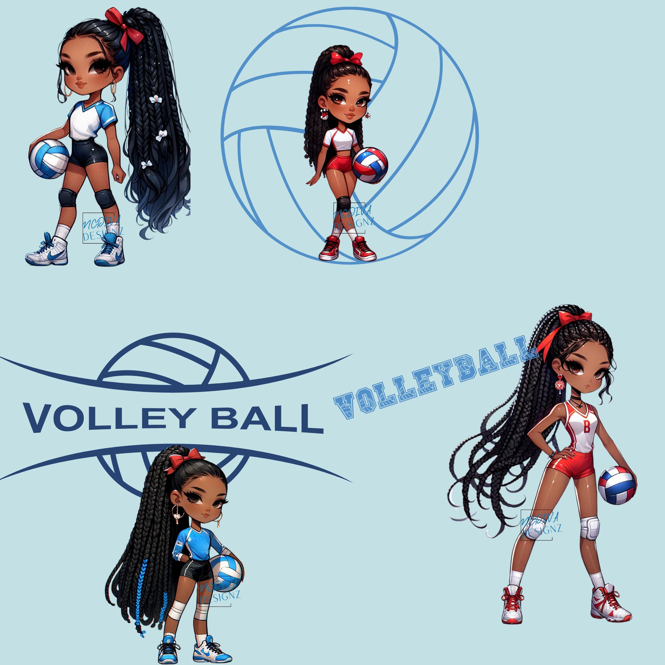 Chibi Girls Sports Clipart Chibi Sports Girls Digital Art Playful Chibi ...