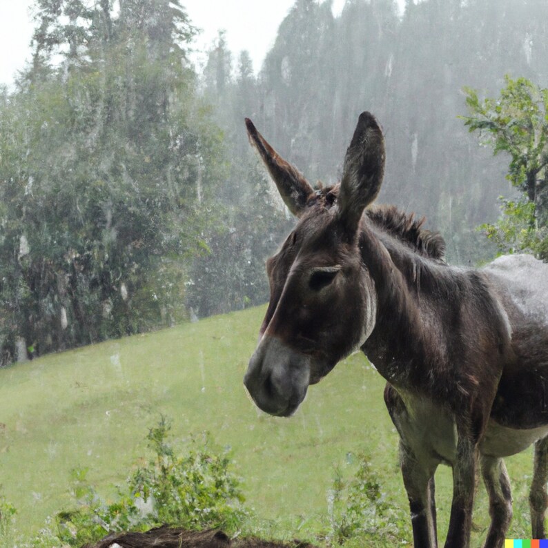 Donkey in the Rain - Etsy