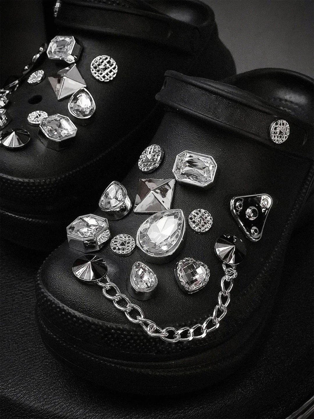 Silver Crystal Rhinestone Crocs Chain Decoration Accessories for Clogs ...
