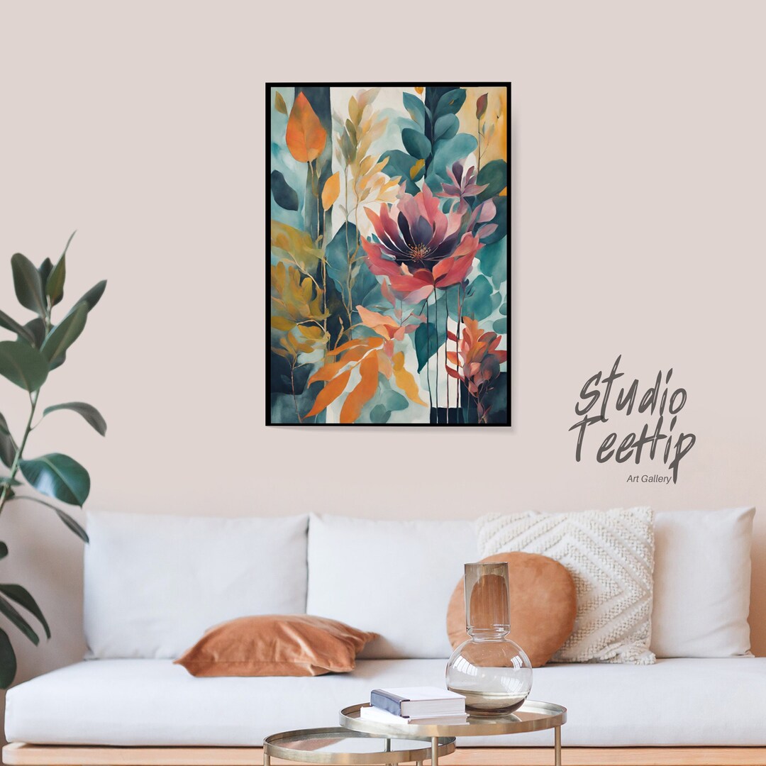 Abstract Floral Wall Art, Colorful Poster, Bright Abstract Flower ...