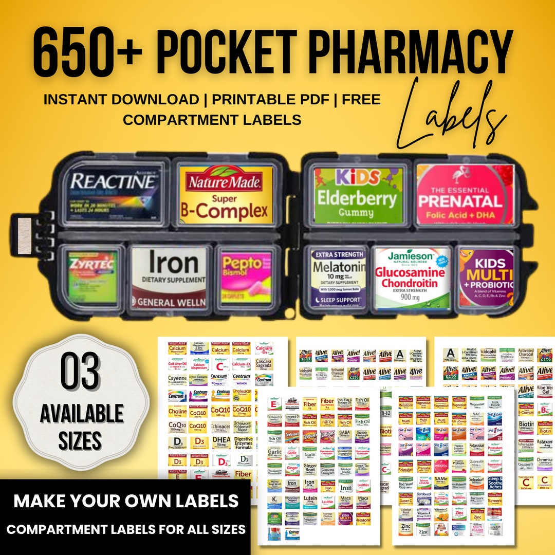 650 Pocket Pharmacy Labels Pill Label Sticker Pill Organizer Labels ...