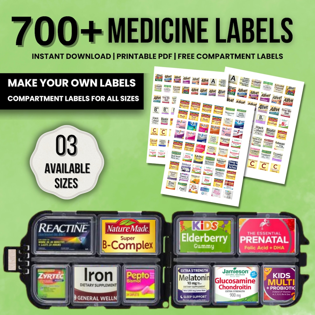 Printable Medicine Labels Pill Organizer Labels Pocket Pharmacy Labels ...