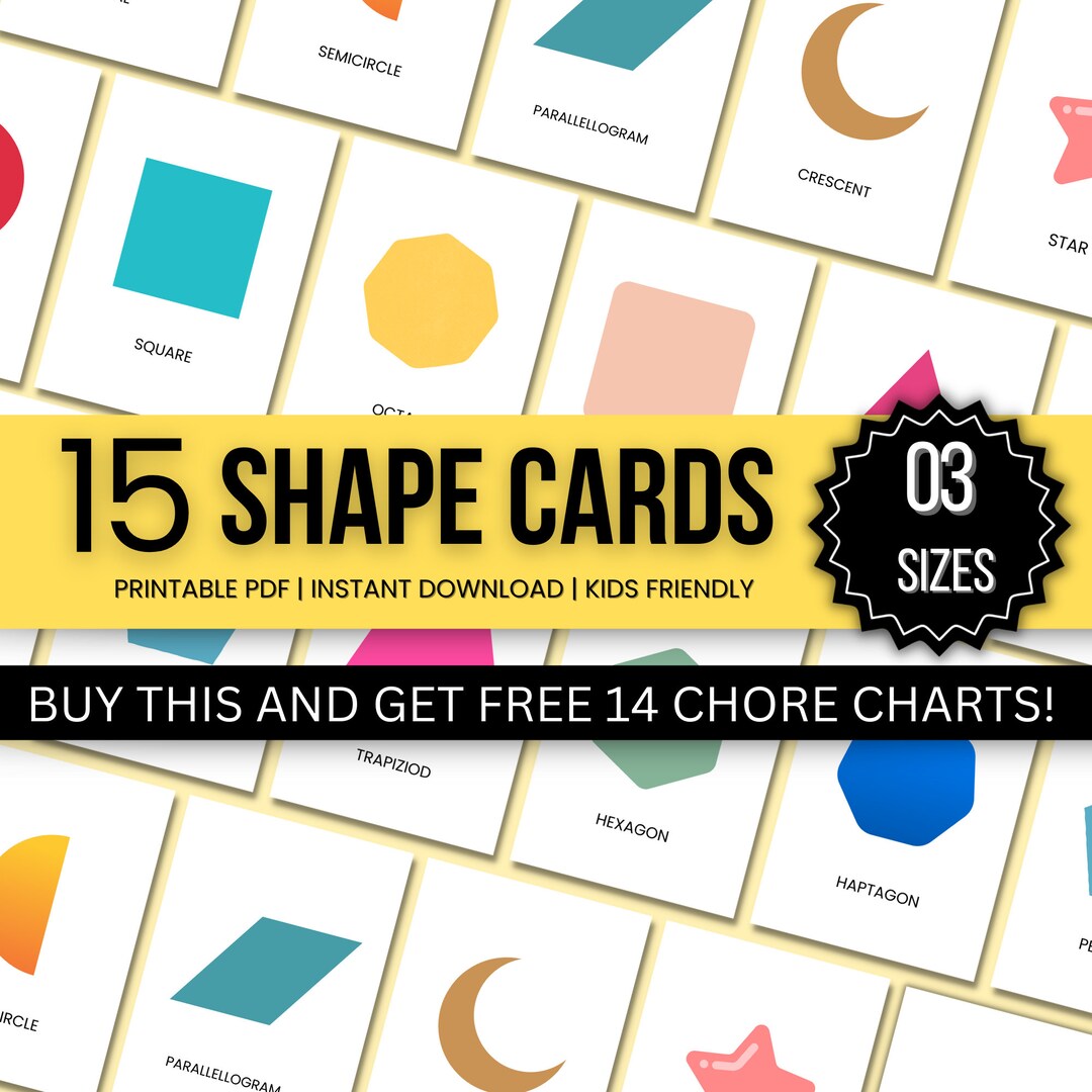 15 Shapes Flashcards Printable Flashcards Geometric Shapes Montessori ...